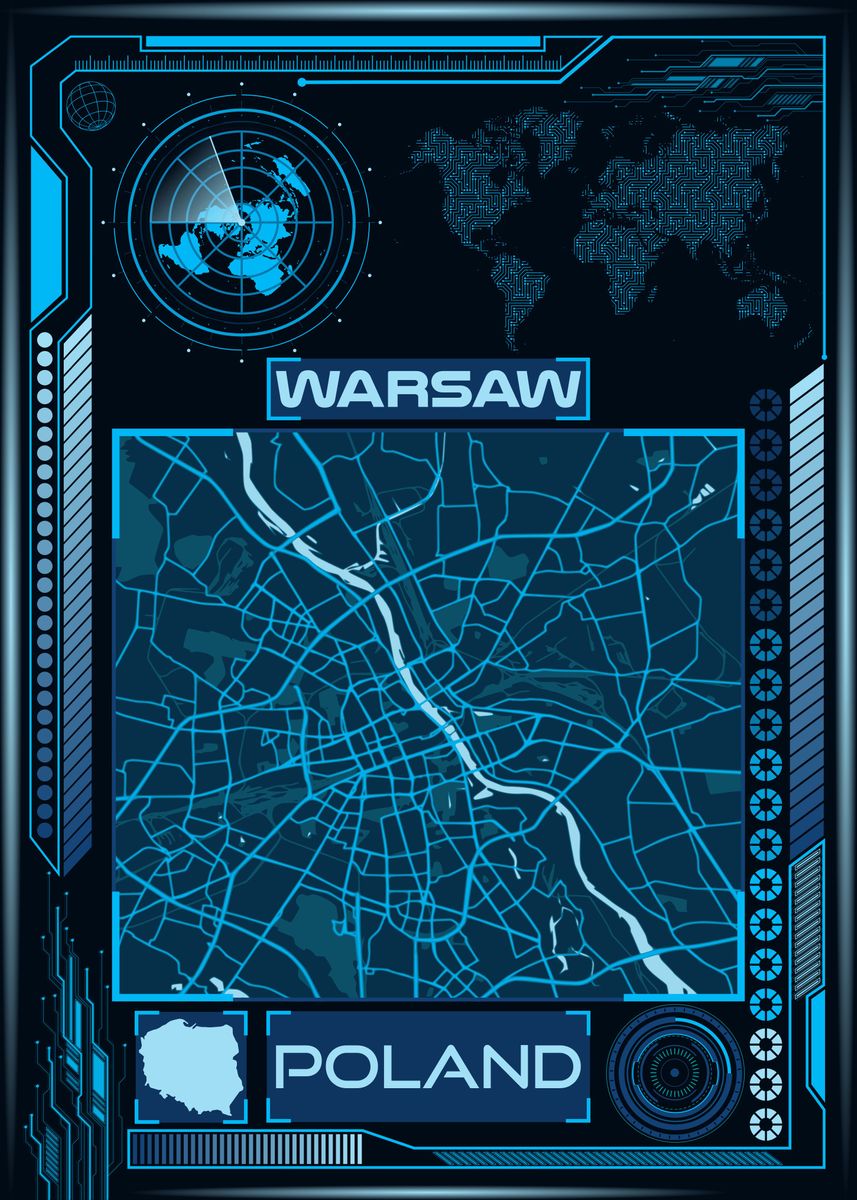 'WARSAW MAP POLAND' Poster by Artistic Paradigms | Displate