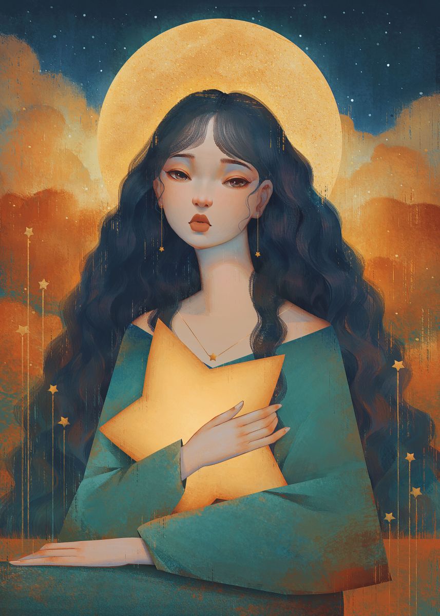 'CloudMoon04' Poster, picture, metal print, paint by Anky Moore | Displate