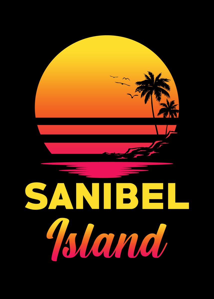 'Sanibel Island Retro Beach' Poster, picture, metal print, paint by ...