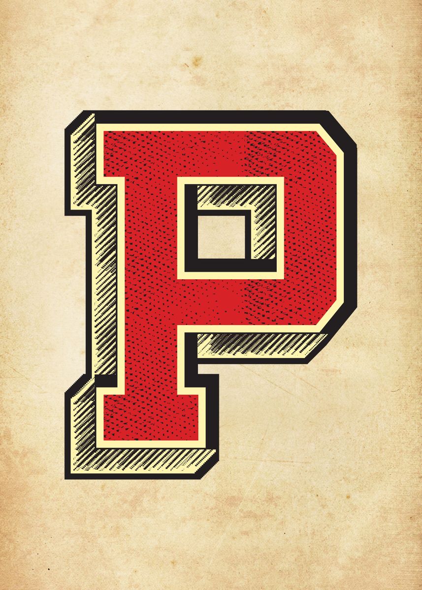 'Vintage Letter P' Poster, picture, metal print, paint by OliArt | Displate