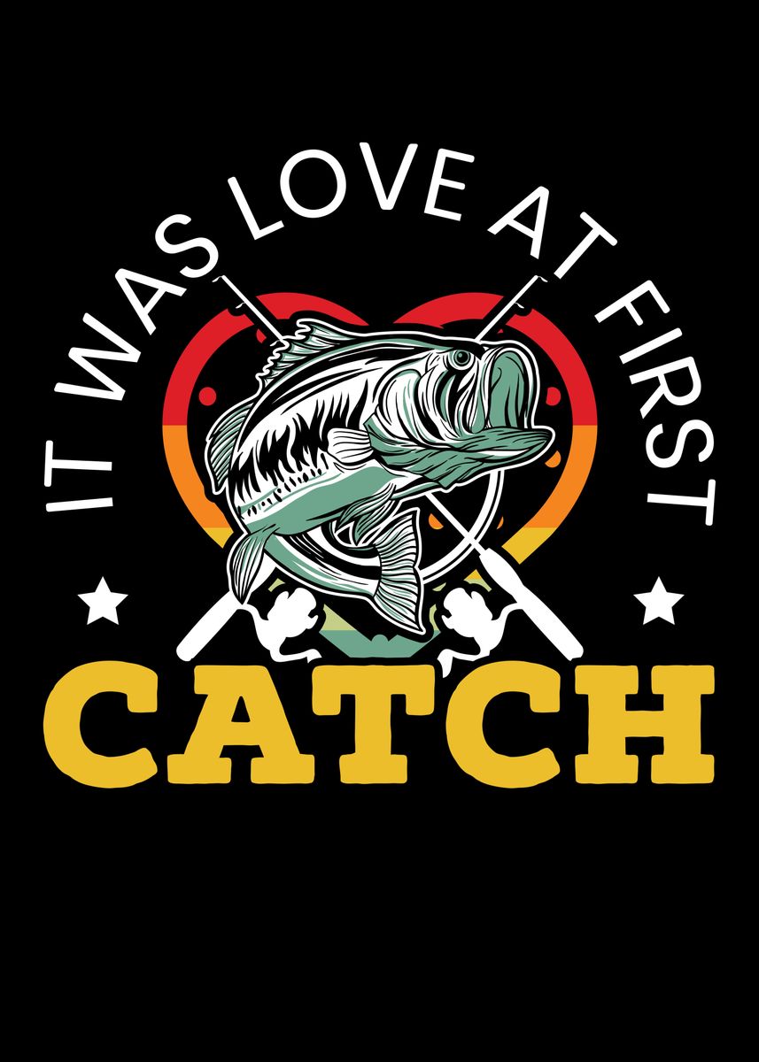 'It Was Love At First Catch' Poster, picture, metal print, paint by NAO ...