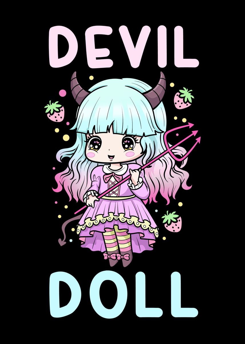 'Devil Doll Goth Girl' Poster, picture, metal print, paint by biNutz ...