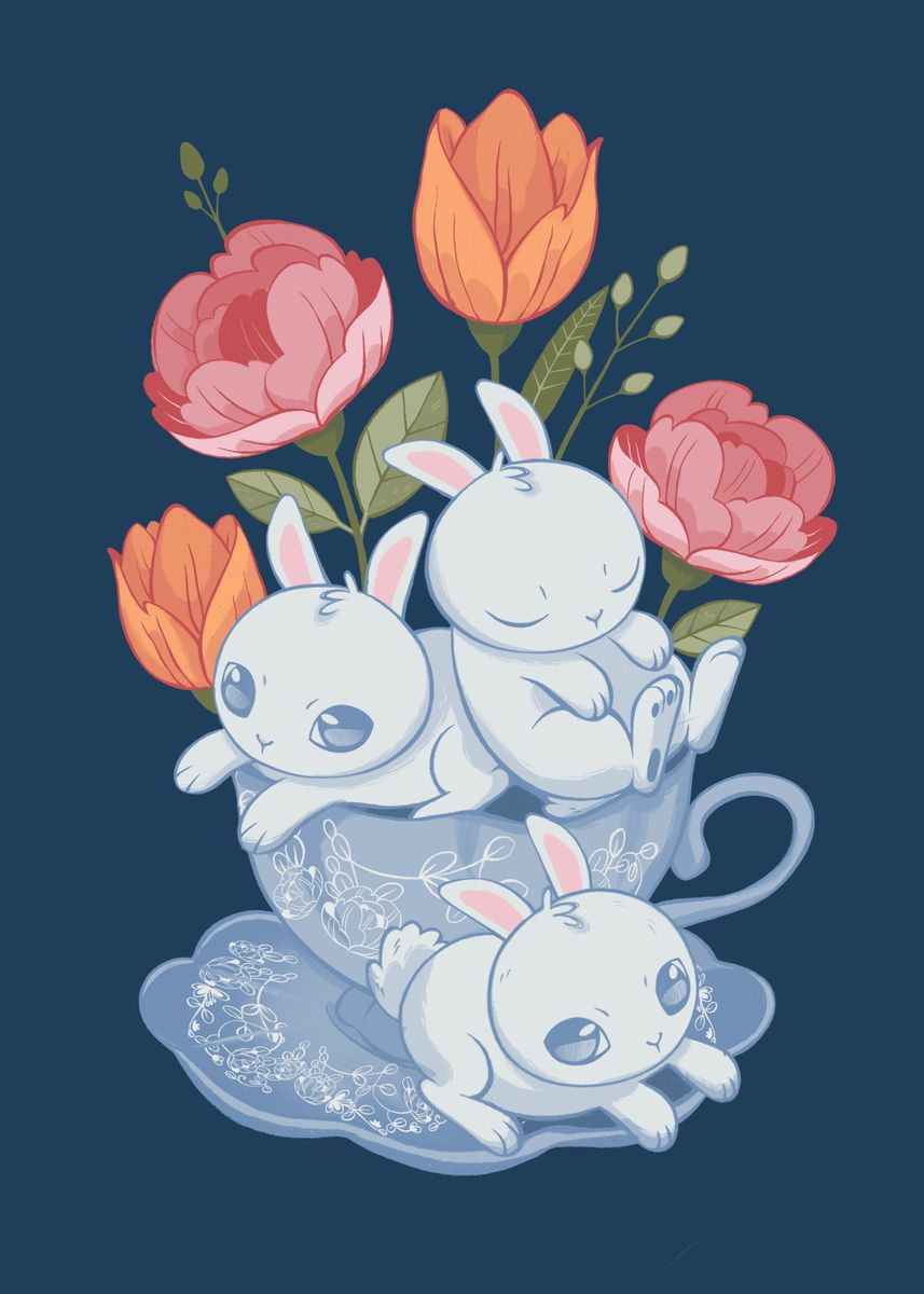 'White rabbit tea' Poster, picture, metal print, paint by Erika ...