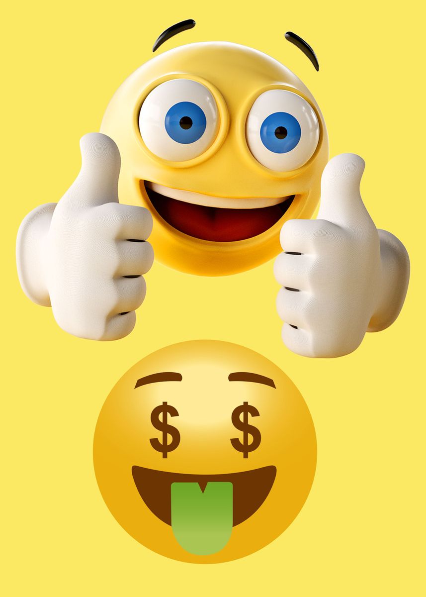 'Funny Dollar Emoji Smiley' Poster, picture, metal print, paint by Max ...