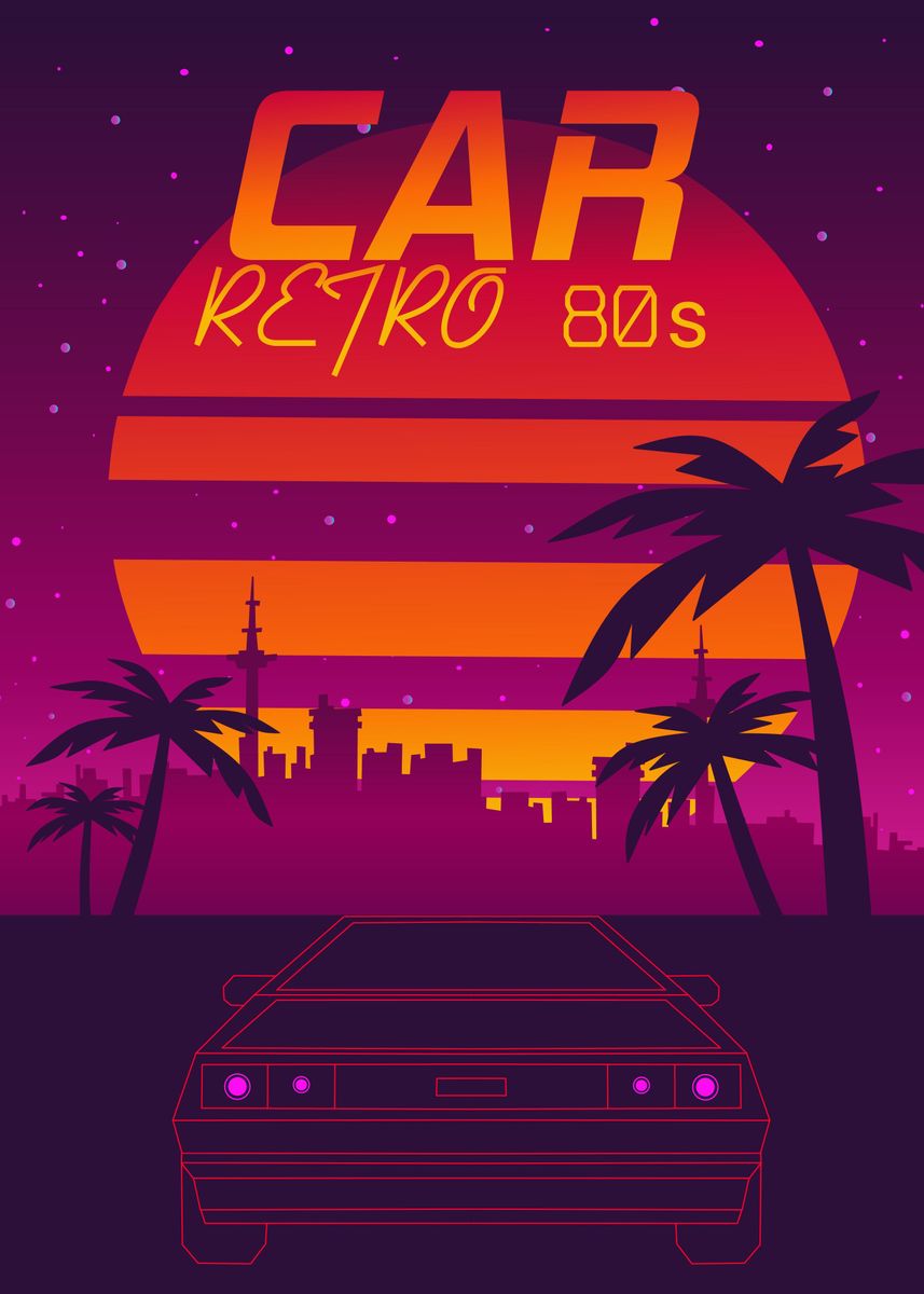 'retro car 80s' Poster, picture, metal print, paint by Mshel Tyan ...