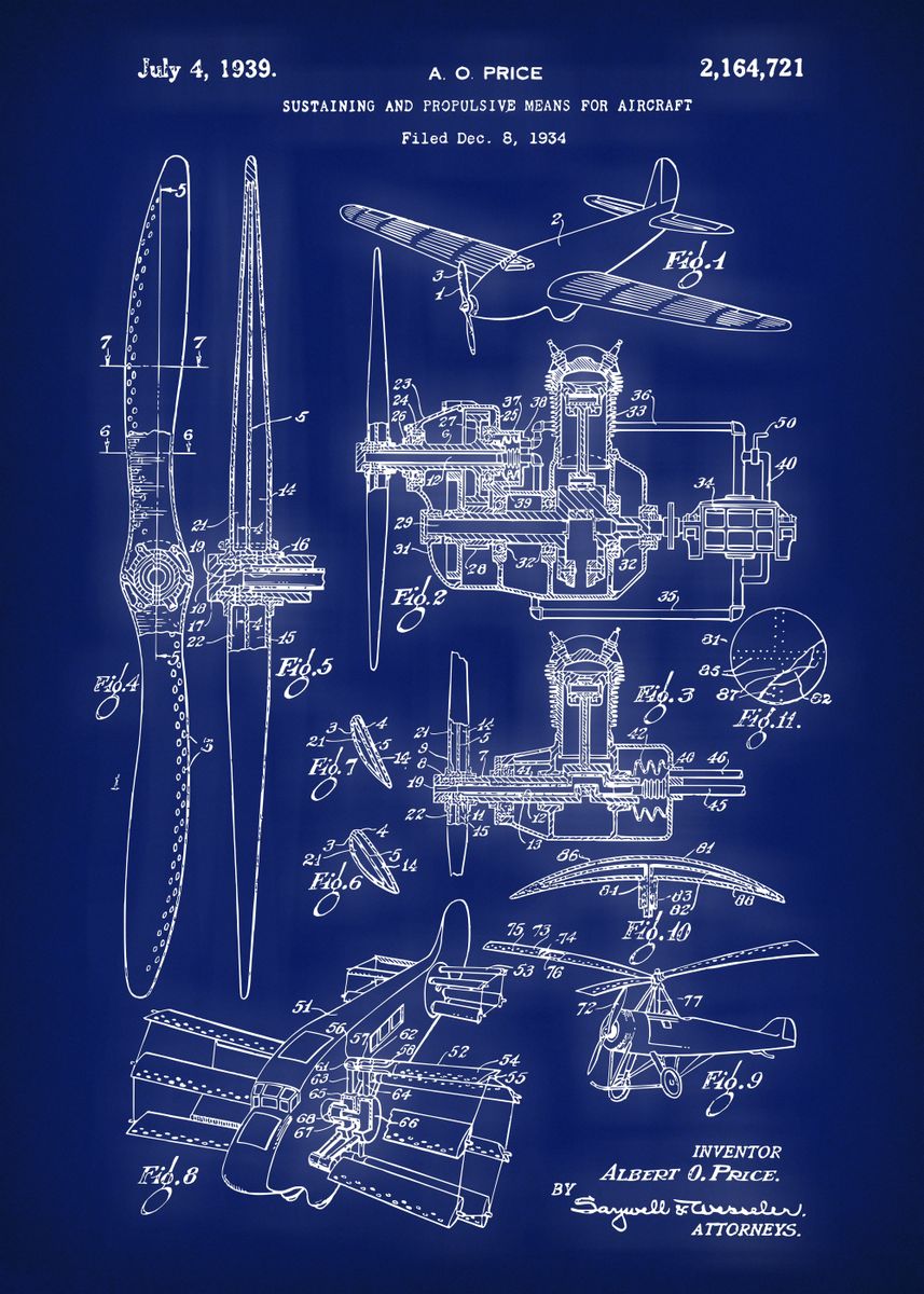 'Aircraft Patent' Poster by Sam Kal | Displate