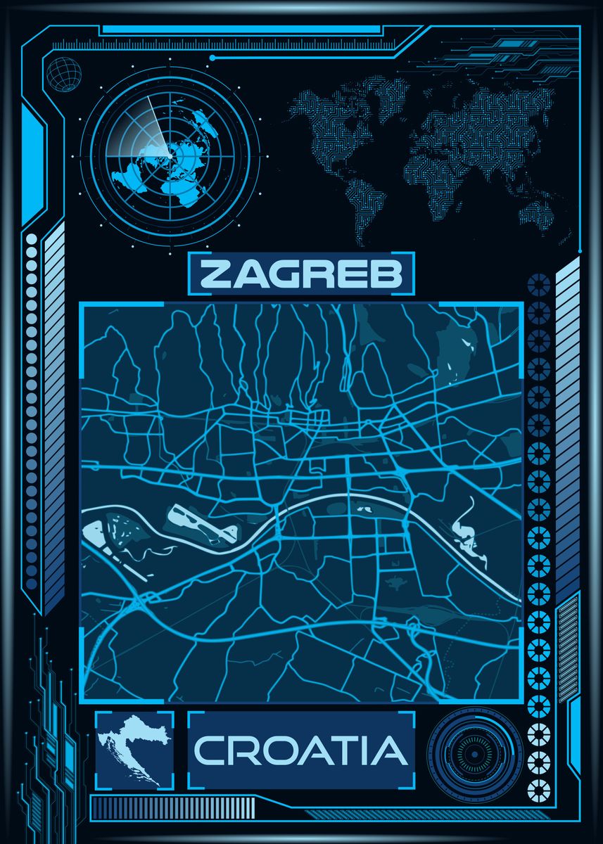 'ZAGREB MAP CROATIA' Poster by Artistic Paradigms | Displate