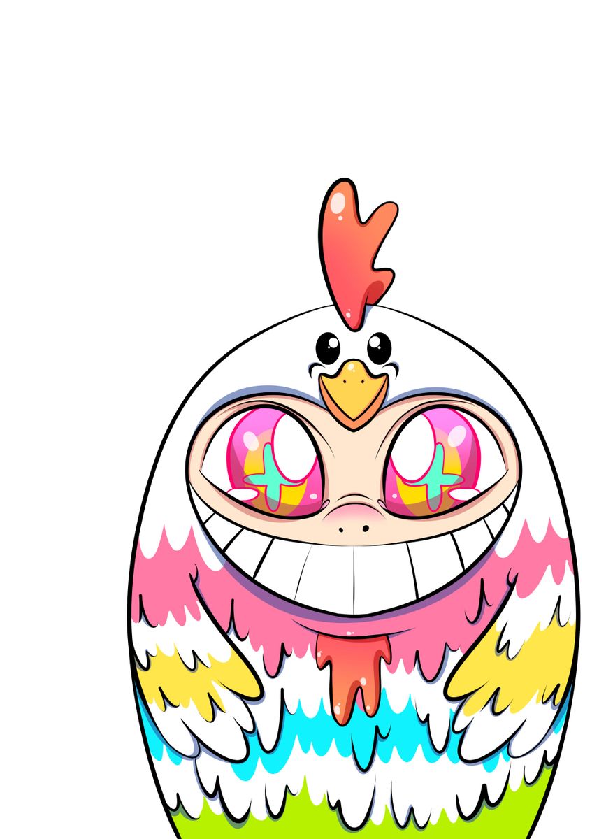 'Rainbow Chicken' Poster, picture, metal print, paint by Tony Wilim ...