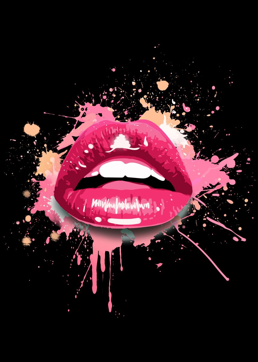 'Woman Lips abstract' Poster, picture, metal print, paint by Max Ronn ...