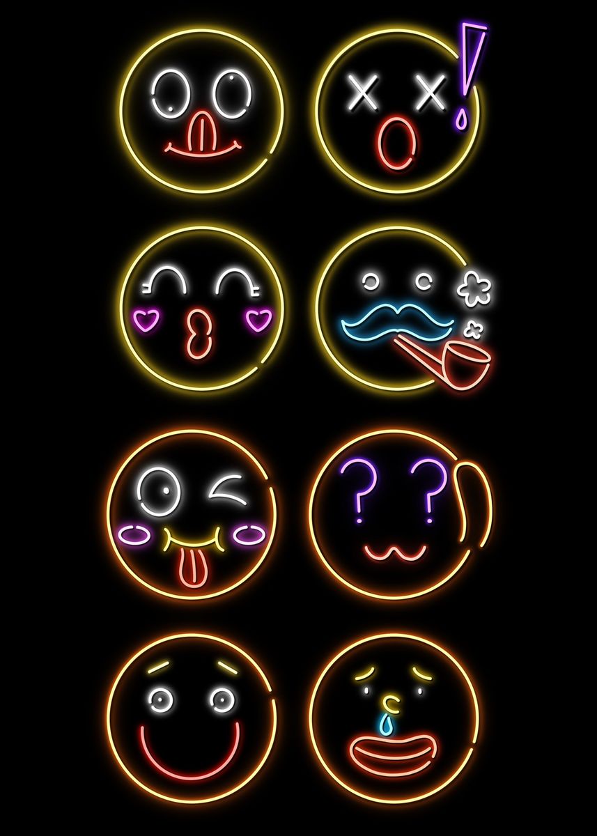 'Funny neon Emoji Smily' Poster by Max Ronn | Displate
