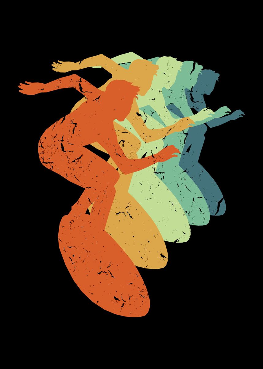 'Surfer Cool Retro' Poster, picture, metal print, paint by ArtLikeWow ...