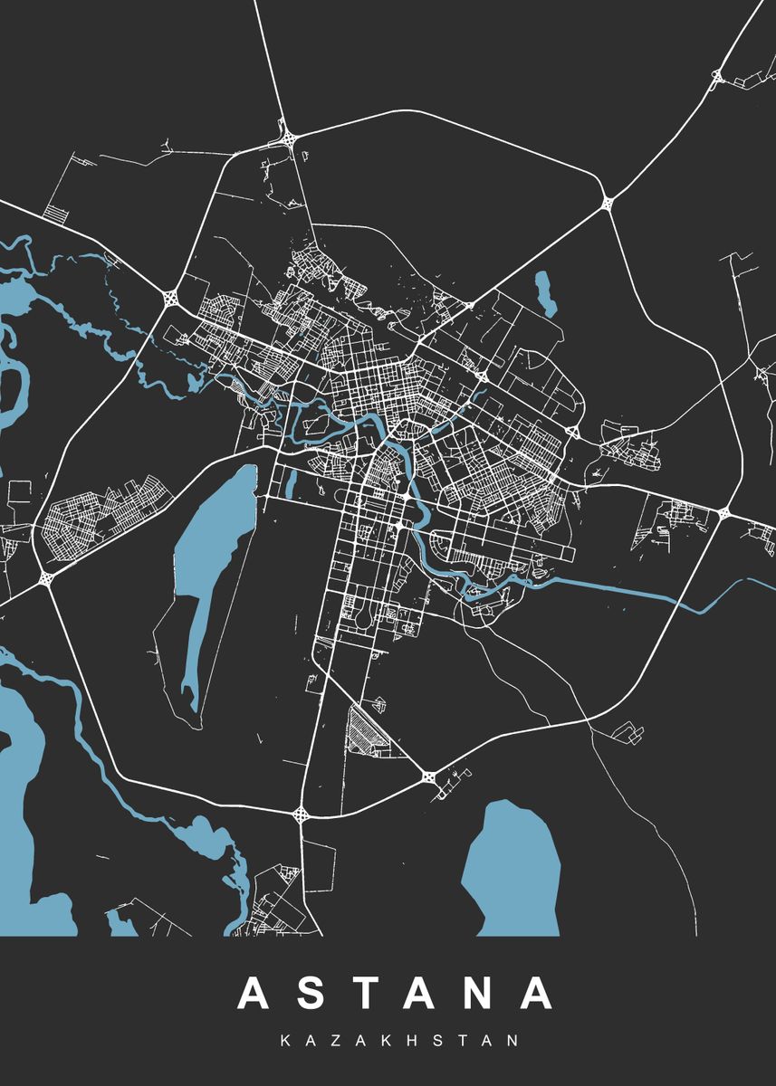 'ASTANA Map KAZAKHSTAN' Poster by UrbanMaps | Displate