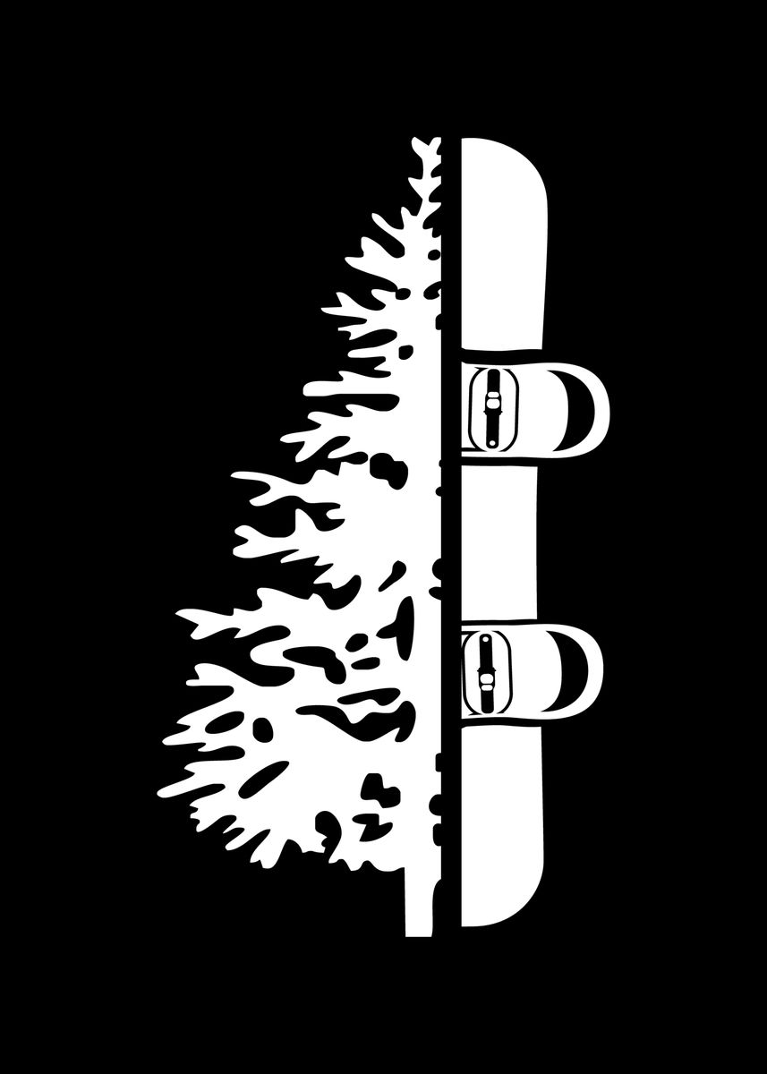 'Snowboarding Tree' Poster, picture, metal print, paint by Mooon | Displate