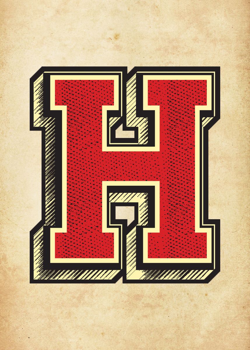 'Vintage Letter H' Poster, picture, metal print, paint by OliArt | Displate