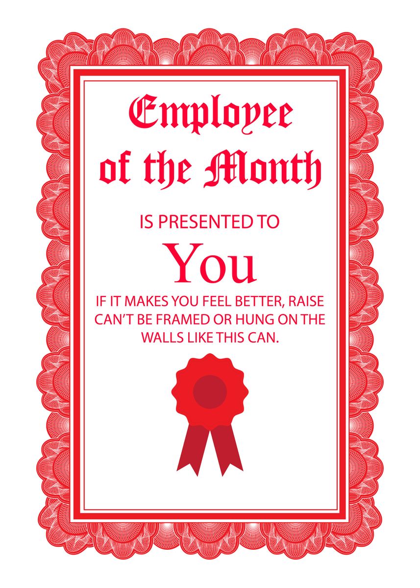 'Employee Funny Certificate' Poster by Decoratier Qwerdenker | Displate