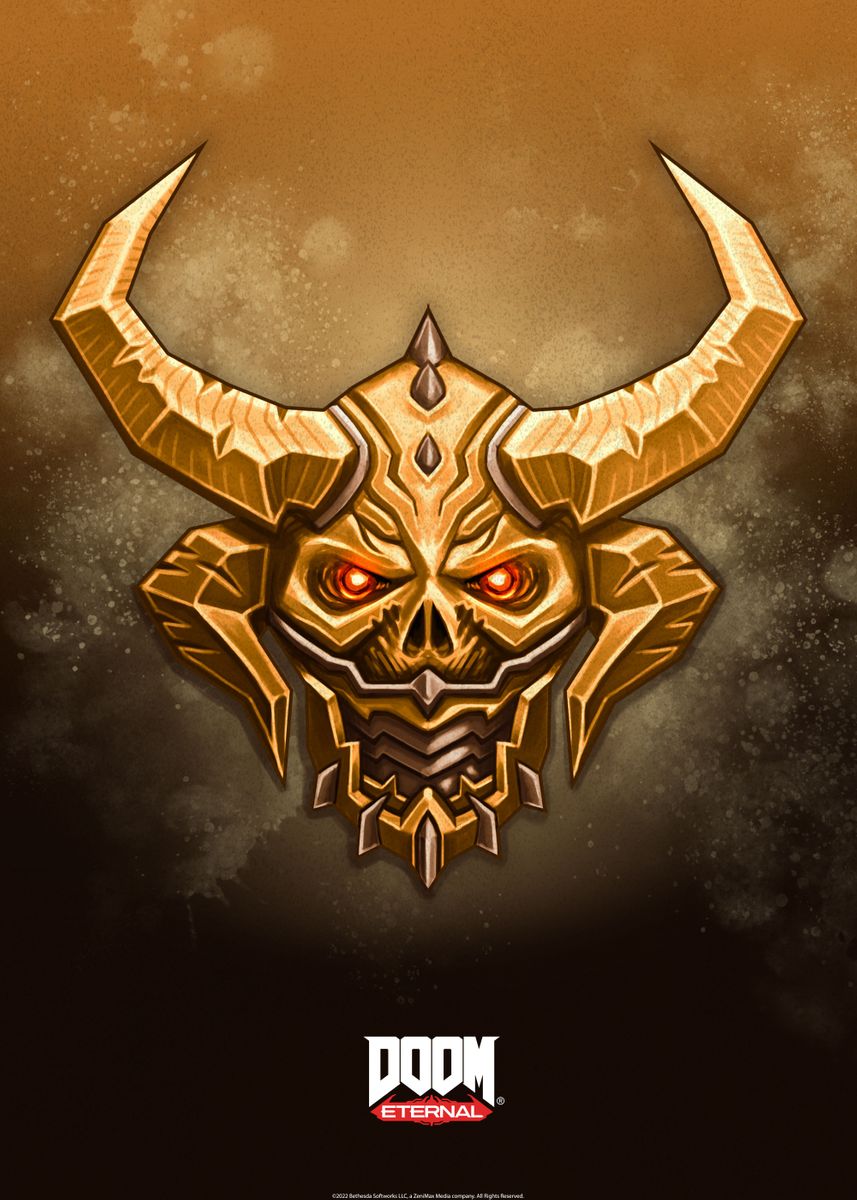 'Gold Horns' Poster, picture, metal print, paint by DOOM | Displate