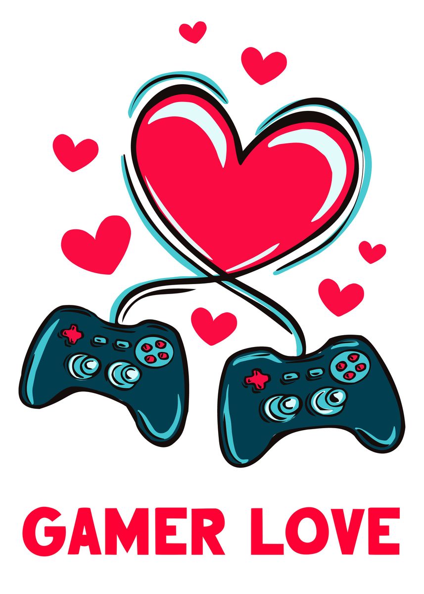 'Gamer Love Heart' Poster, picture, metal print, paint by Max Ronn ...