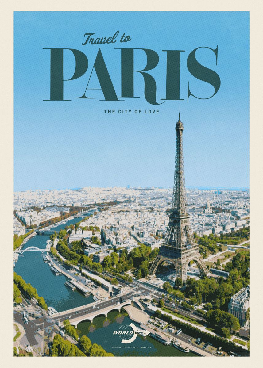 'Travel to Paris' Poster, picture, metal print, paint by Mercury Club ...