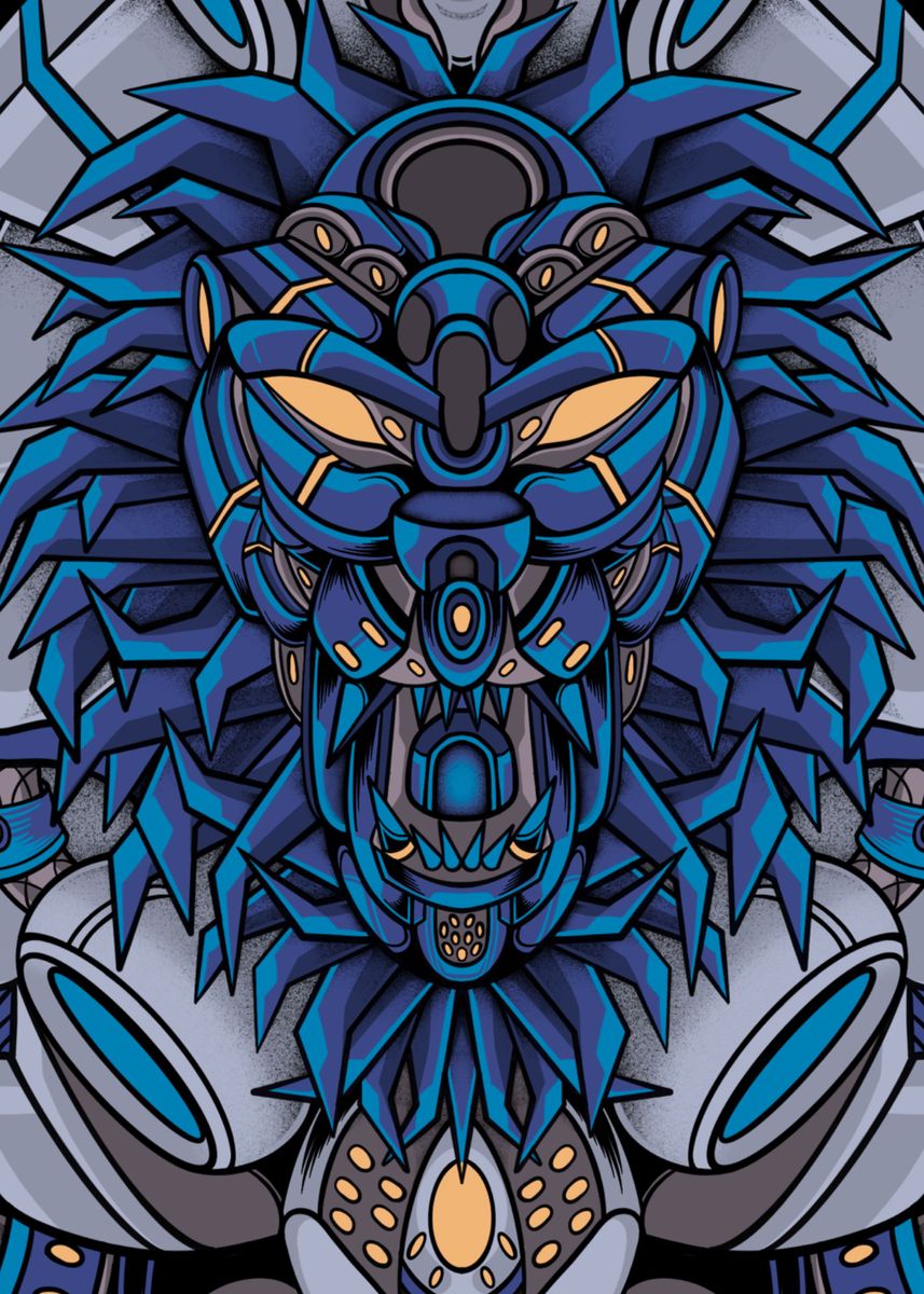 'lionx head mechanism' Poster, picture, metal print, paint by Bayuktx ...