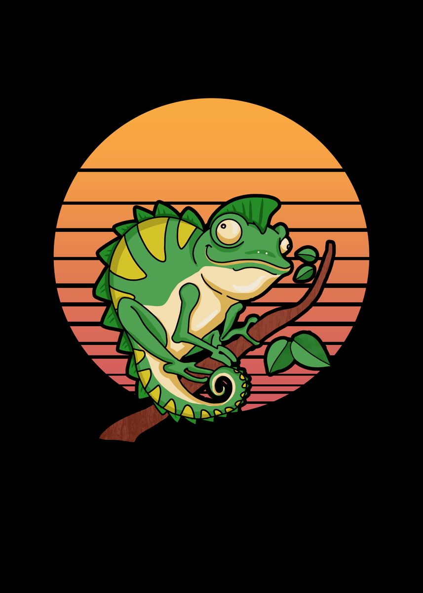 'Chameleon Retro' Poster, picture, metal print, paint by Anfrato ...