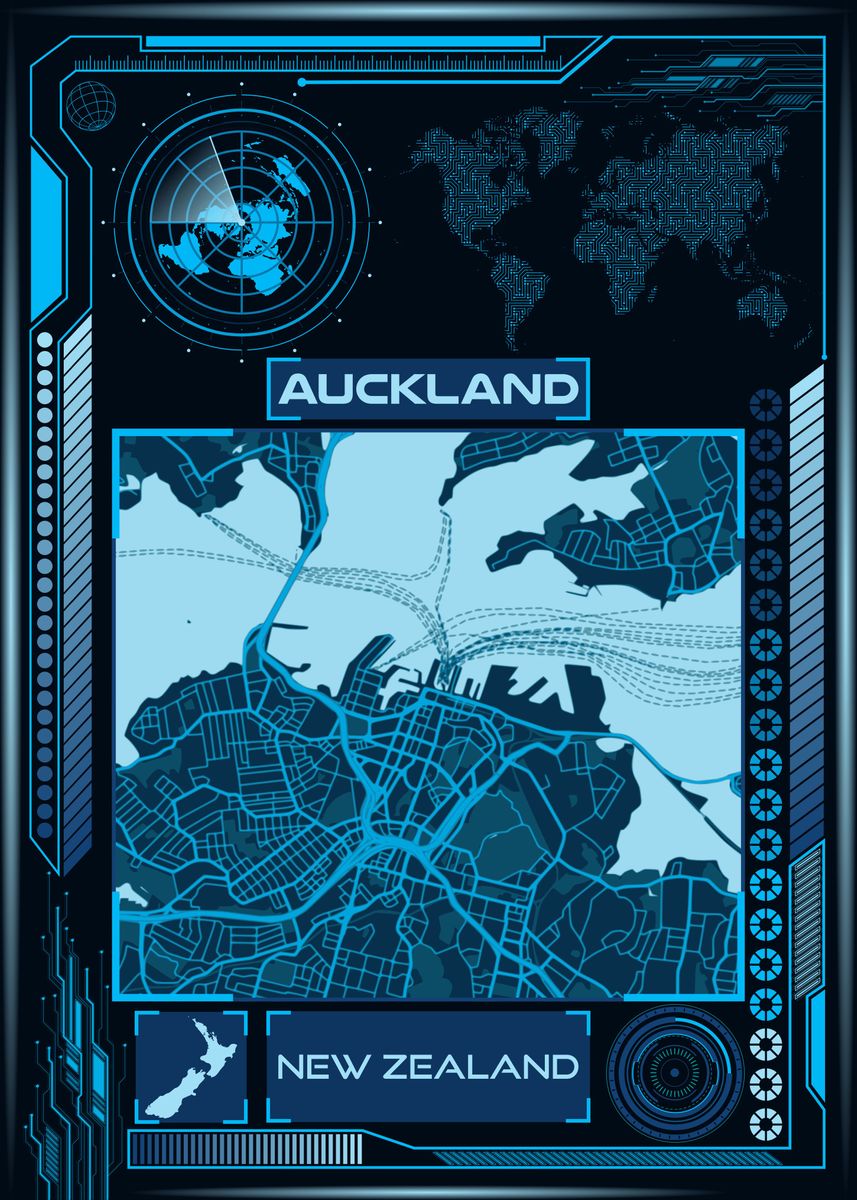 'Auckland Map New Zealand' Poster by Artistic Paradigms | Displate