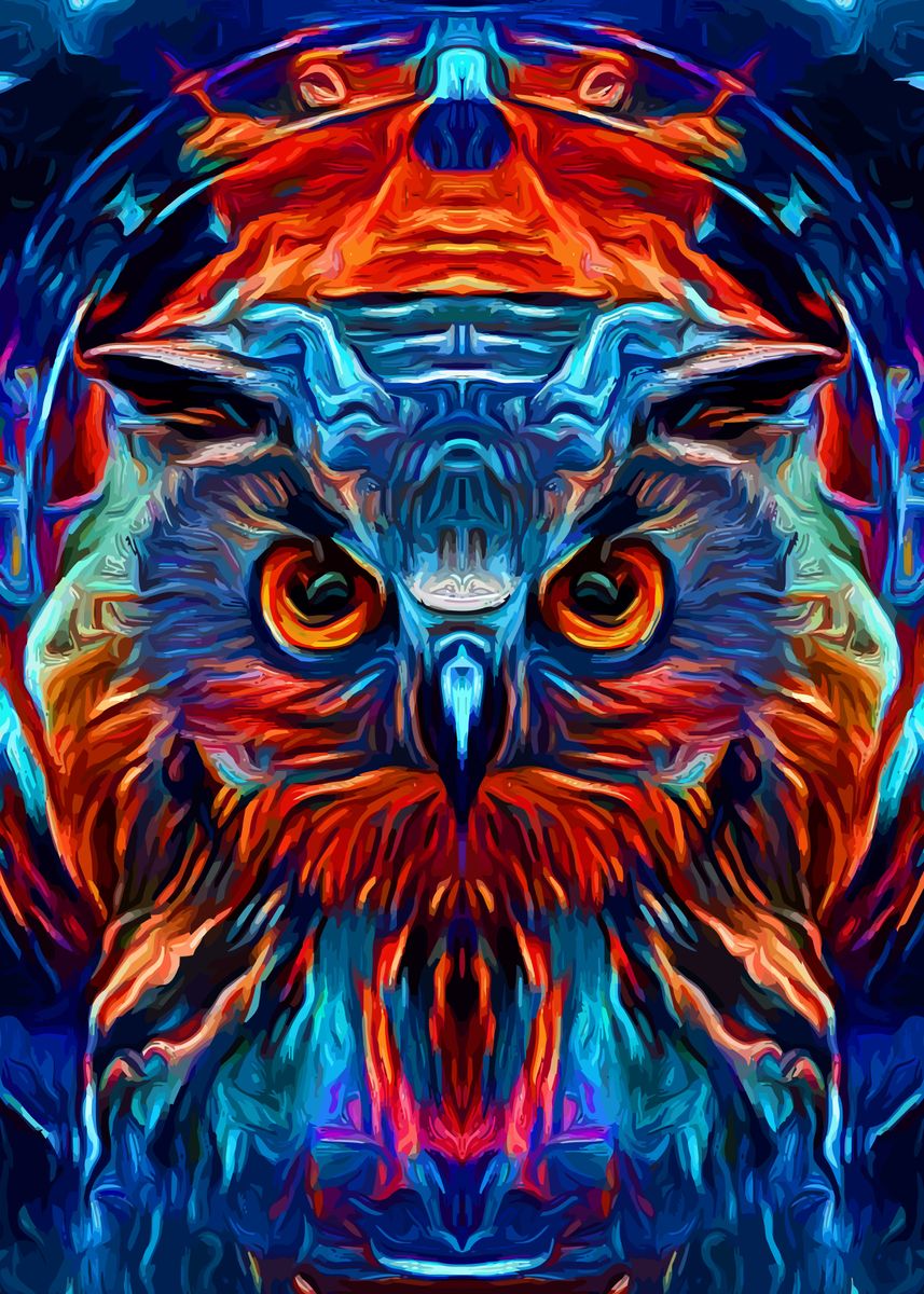 'Owl Flaming Space' Poster by MasterHead | Displate