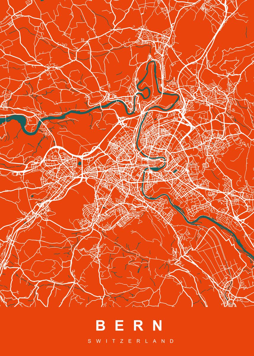 ' BERN Map SWITZERLAND ' Poster by UrbanMaps | Displate