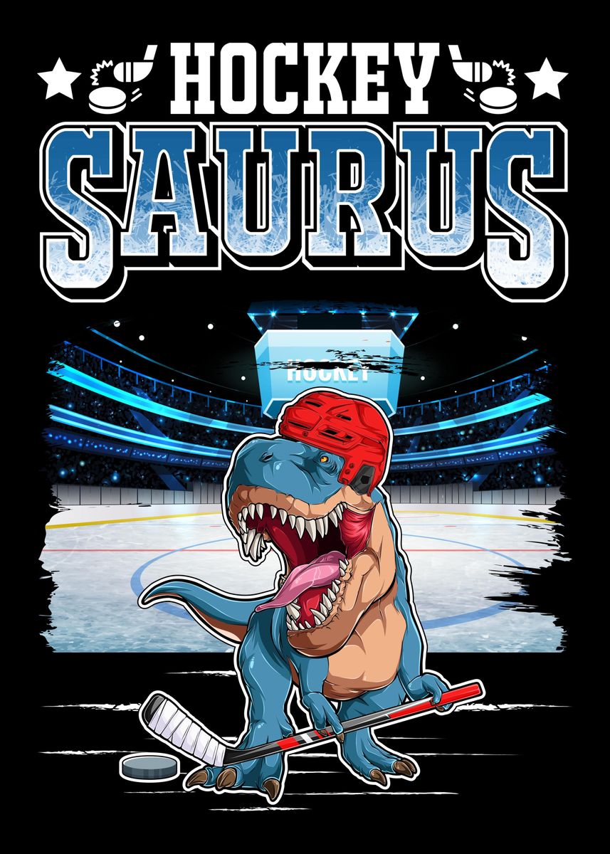 'Dino Ice Hockey Trex' Poster, picture, metal print, paint by ...