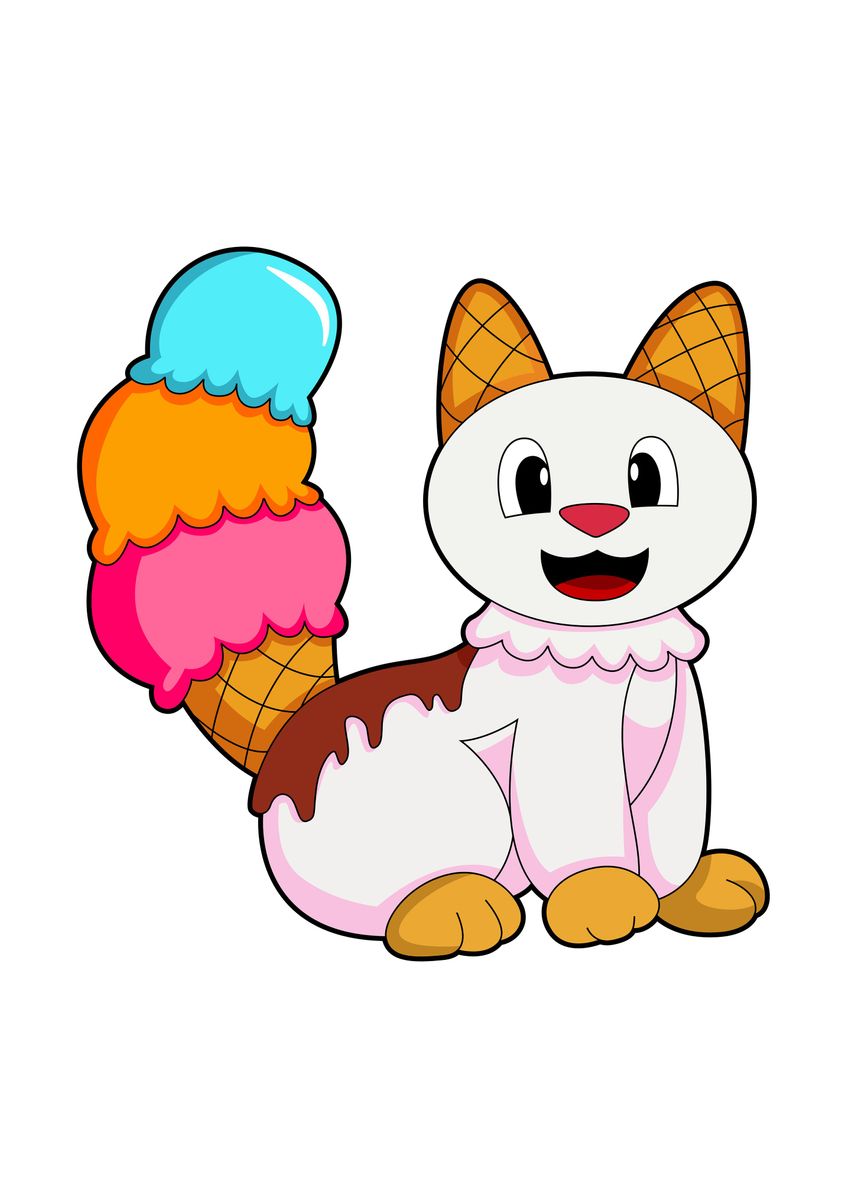'Cat Ice cream' Poster, picture, metal print, paint by Markus Schnabel ...