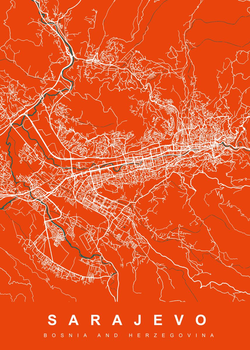 'SARAJEVO Map' Poster by UrbanMaps | Displate