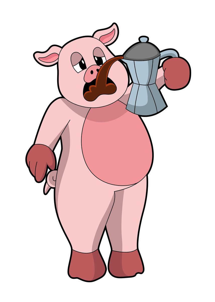 'Pig Coffee Coffee pot' Poster, picture, metal print, paint by Markus ...