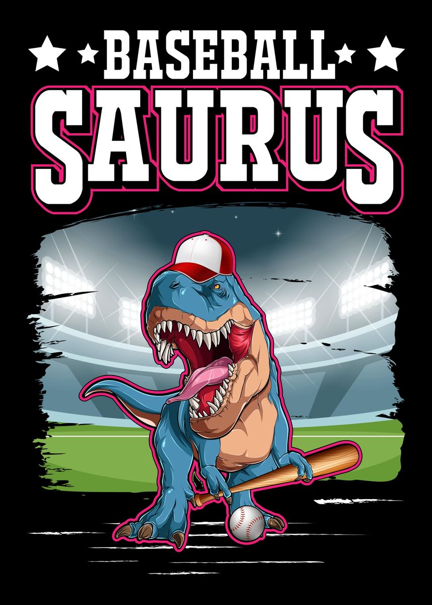 'Dinosaur Baseball Trex' Poster, picture, metal print, paint by ...