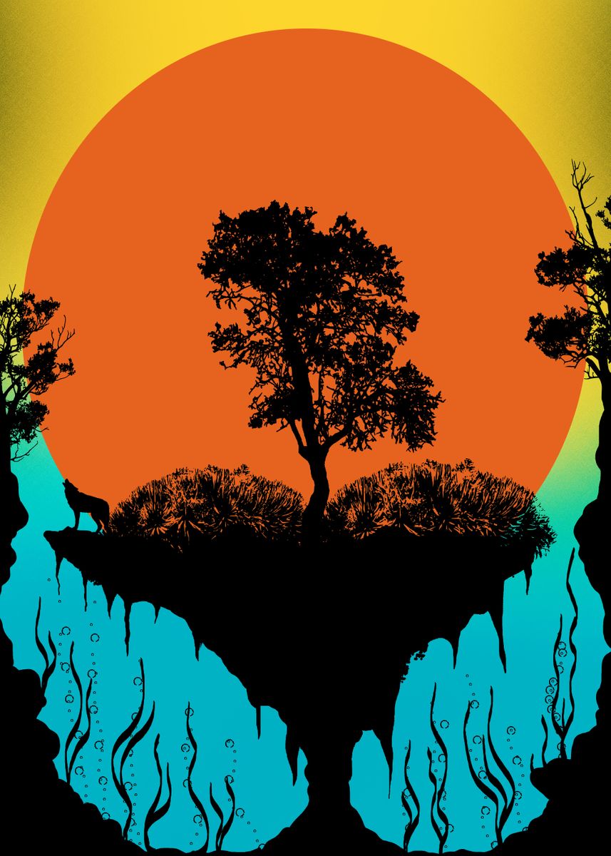 'wild sun' Poster, picture, metal print, paint by KT 87 creator | Displate