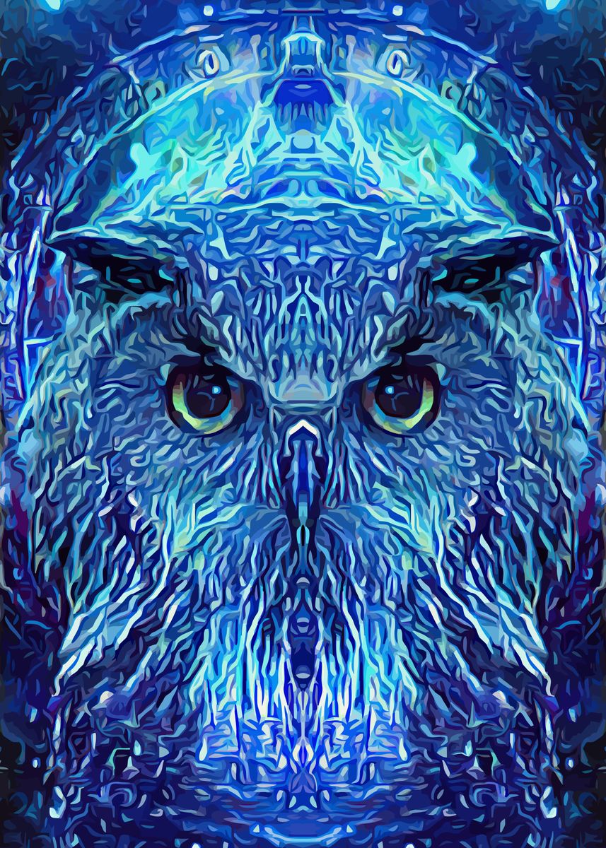 'Owl Mysterious Space' Poster, picture, metal print, paint by ...
