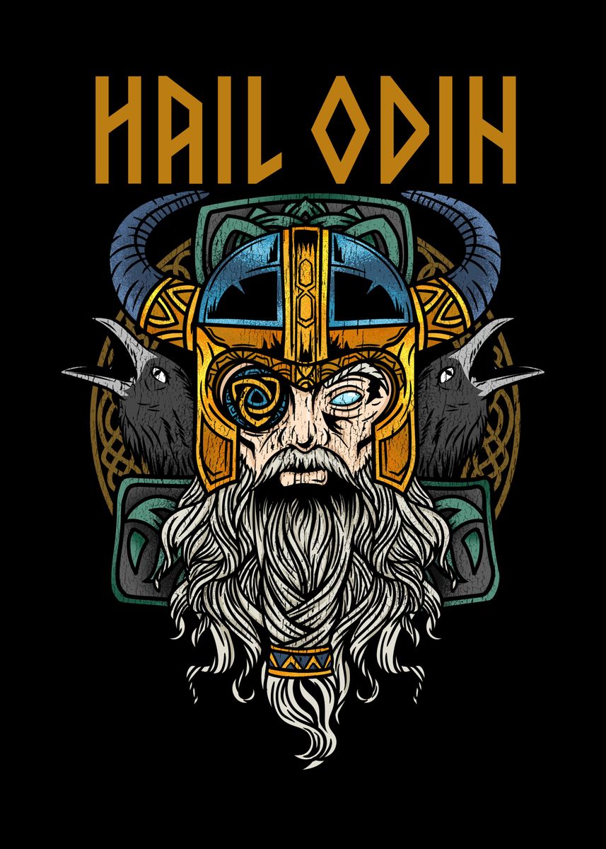 'Hail Odin Viking' Poster, picture, metal print, paint by biNutz | Displate