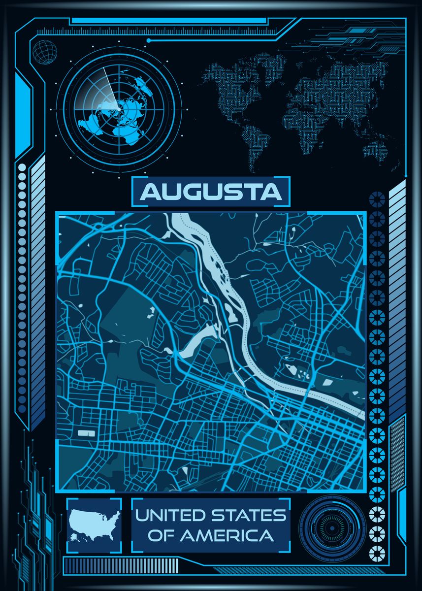 'Augusta Map USA' Poster by Artistic Paradigms | Displate