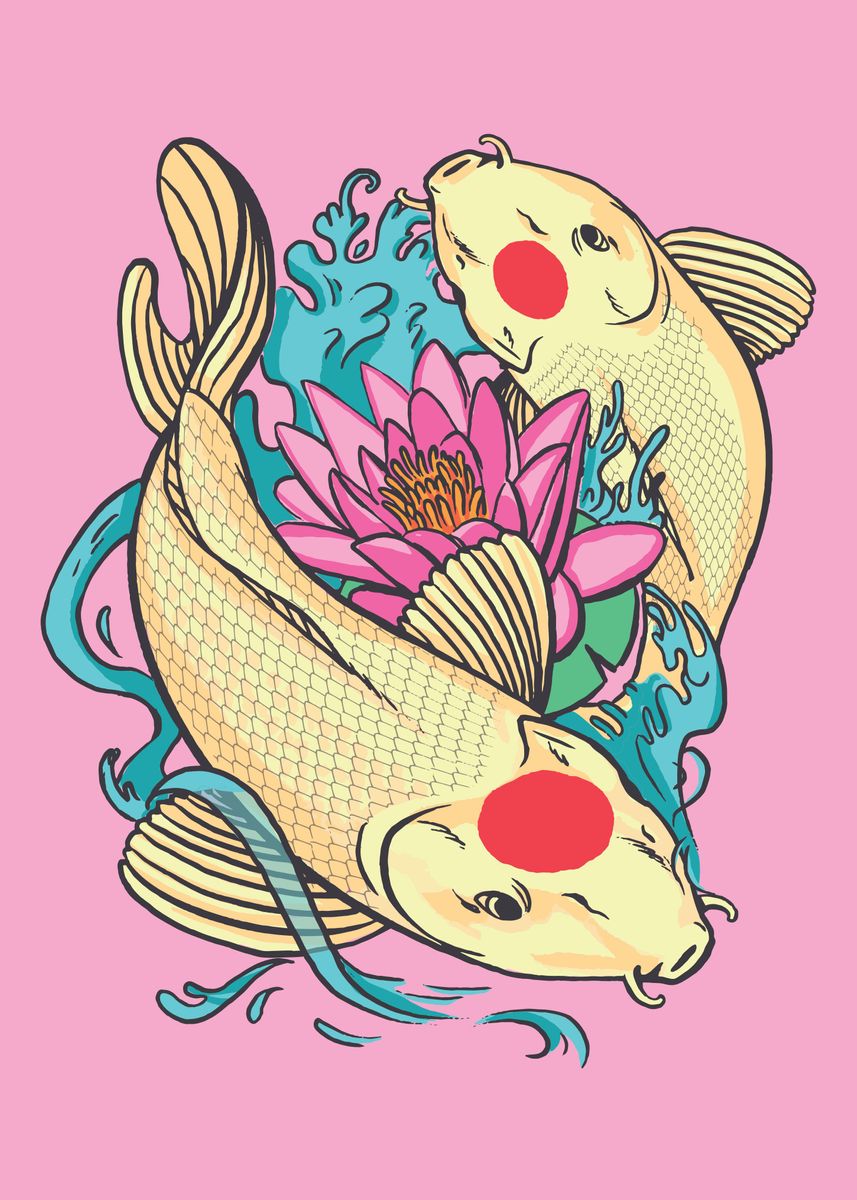 'Beautiful tancho koi' Poster by Andreas Schellenberg | Displate
