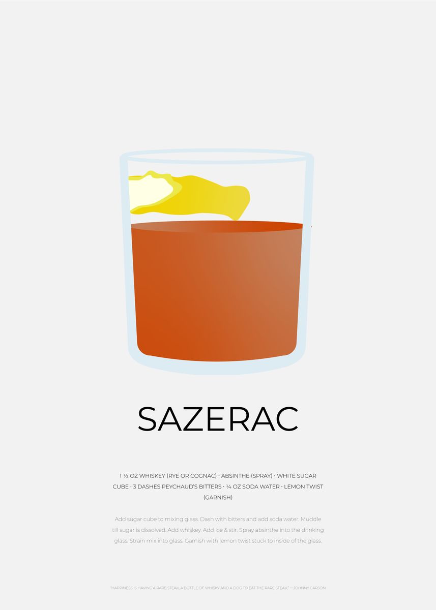 'Sazerac Cocktail' Poster, picture, metal print, paint by aio | Displate