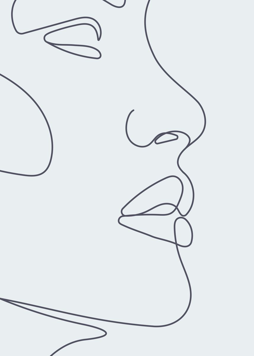 'Woman face single line art' Poster, picture, metal print, paint by ...