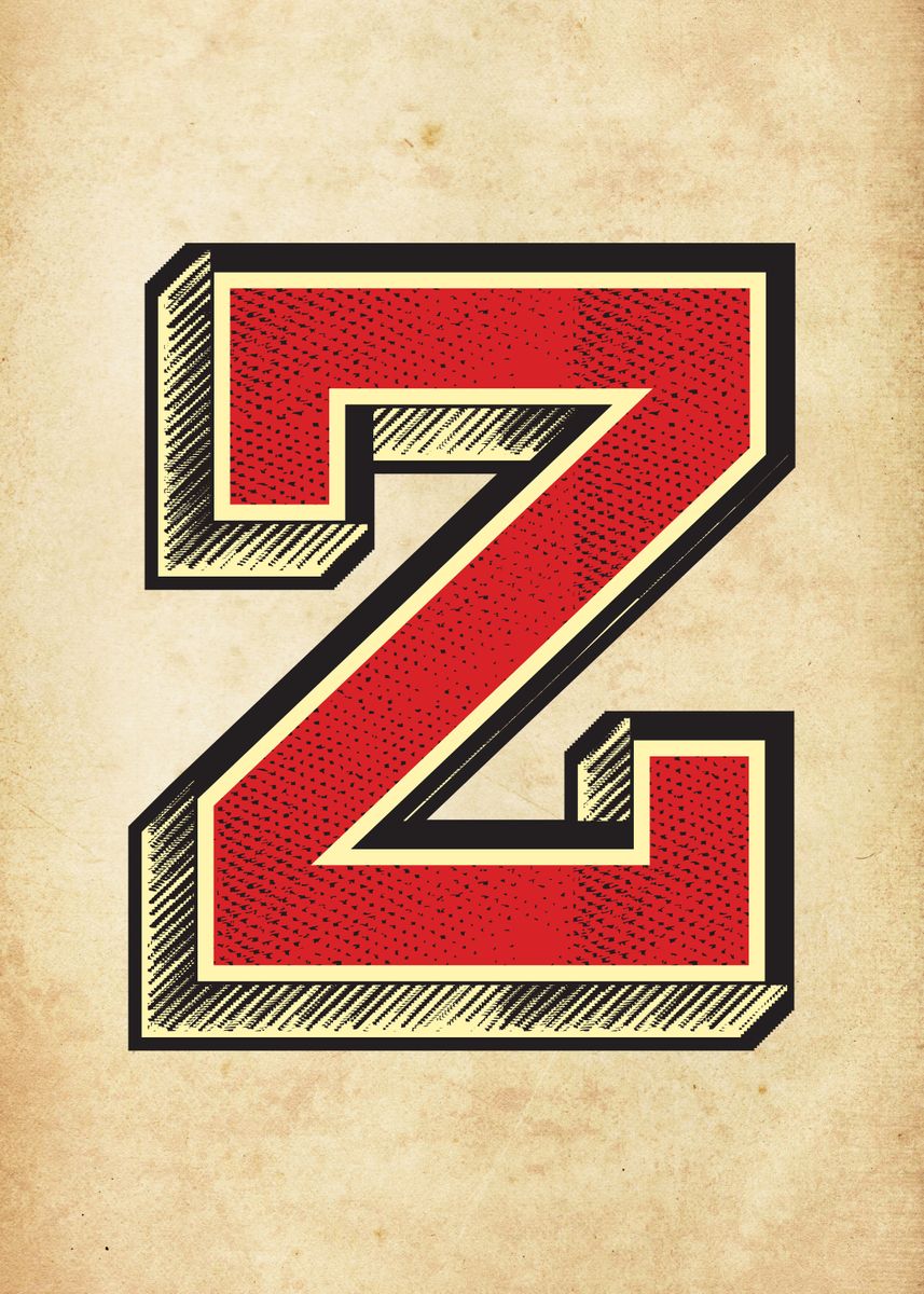 'Vintage Letter Z' Poster, picture, metal print, paint by OliArt | Displate