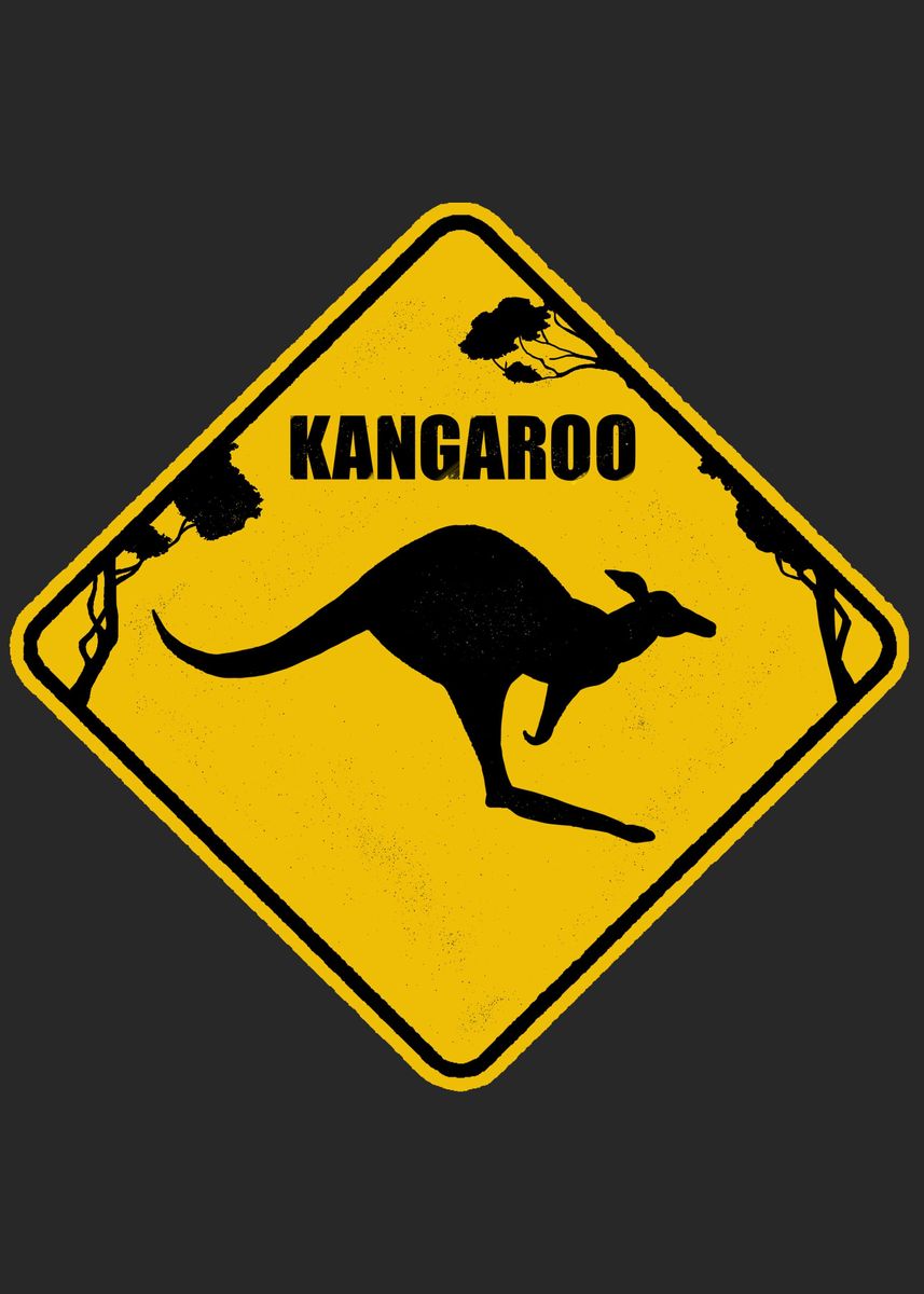 'Kangaroo Road Sign' Poster, picture, metal print, paint by Be Kooala ...