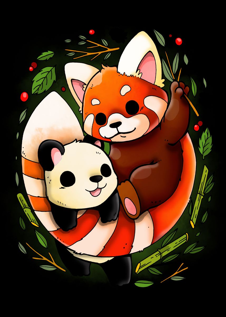 'Double Panda' Poster by Valentina Fabbri | Displate