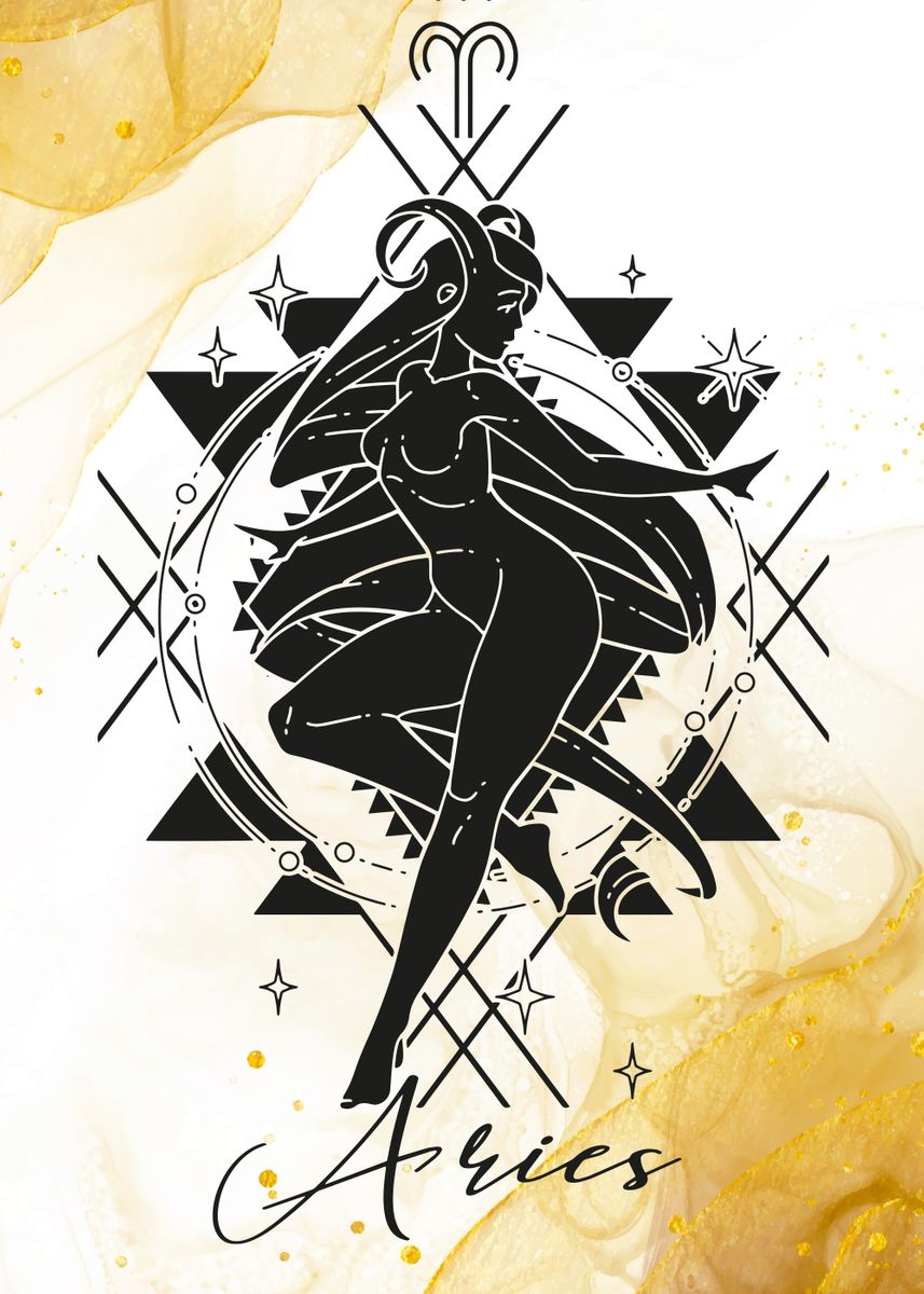 'aries zodiac sign gold' Poster by Stefan Merz | Displate