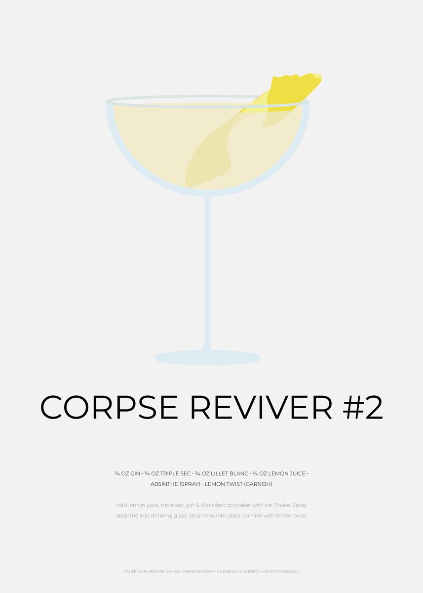 'Corpse Reviver 2 Cocktail' Poster by Alo | Displate