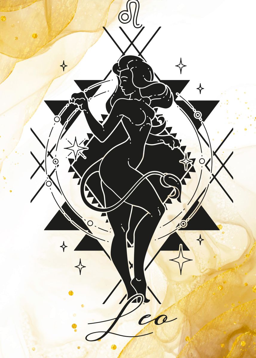 'Zodiac sign leo gold' Poster, picture, metal print, paint by Stefan ...