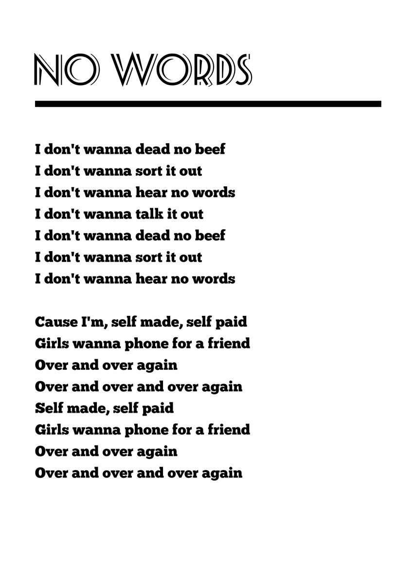 'No Words' Poster by Benny Jacobs | Displate