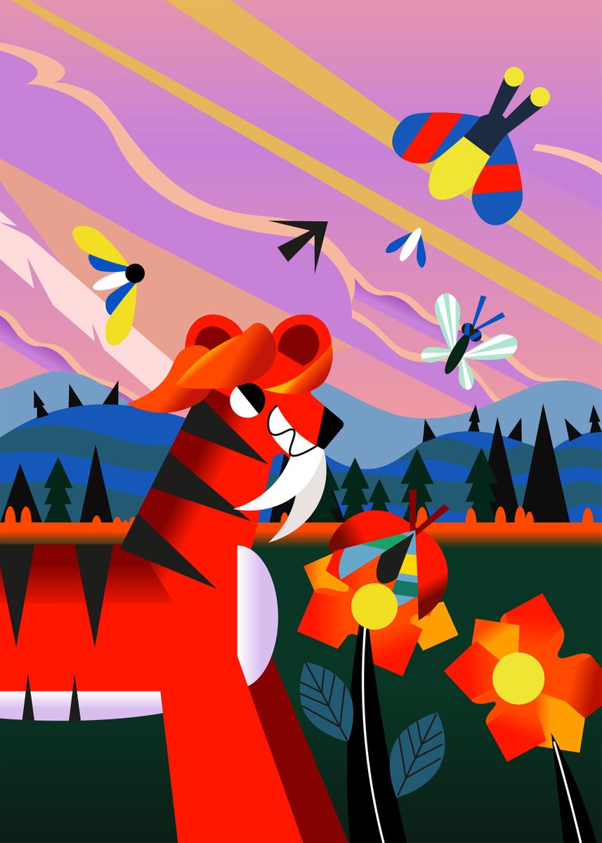 'Happy smilodon ' Poster by indrikzverrr | Displate