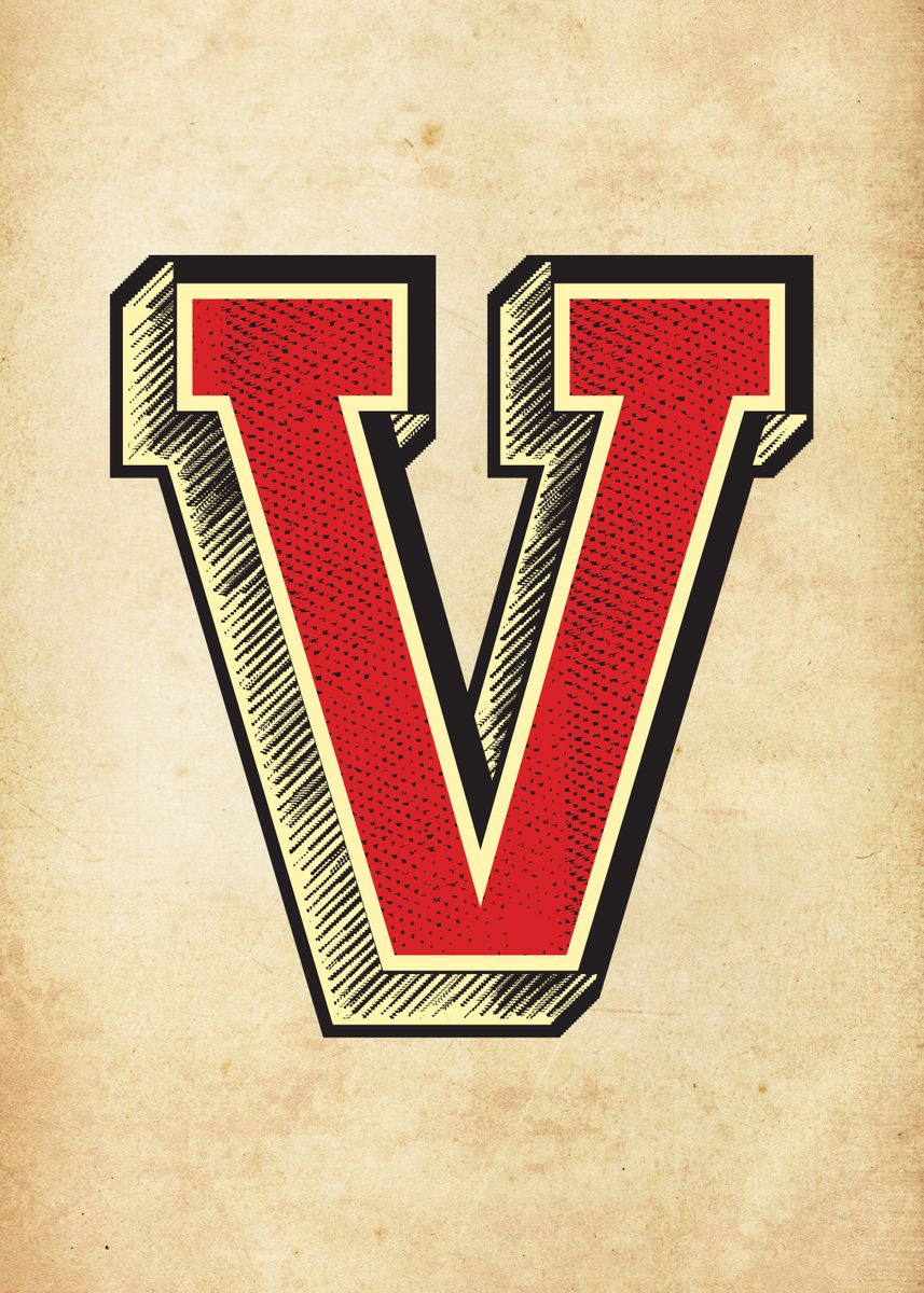 'Vintage Letter V' Poster by OliArt | Displate