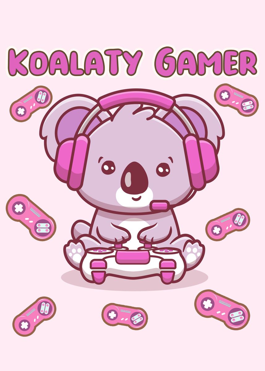 'Kawaii Koala Gamer Girl' Poster, picture, metal print, paint by ...