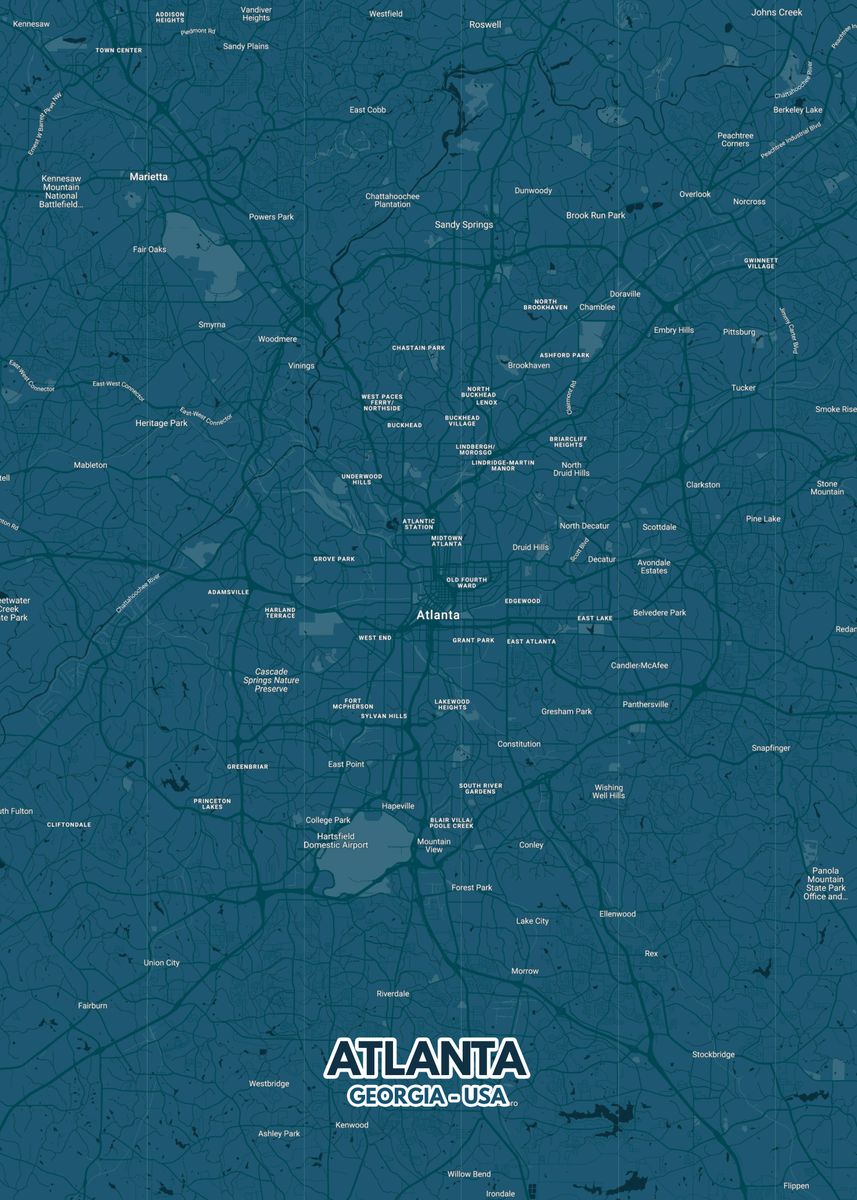 'Atlanta map' Poster by Ricardo Costa | Displate